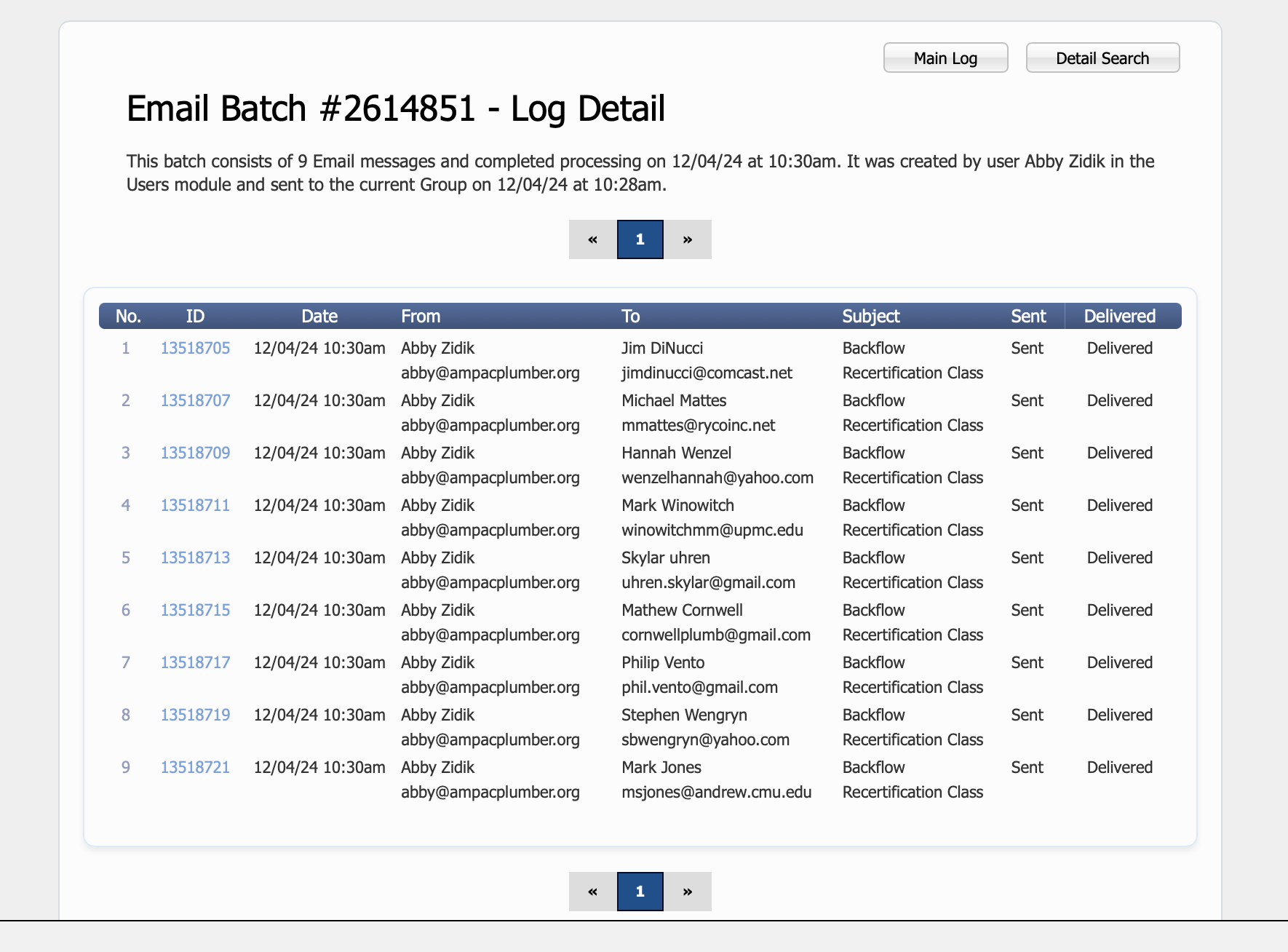 Messaging Service Log – TradeSchool Help
